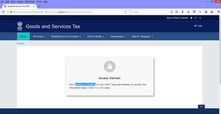 How to Resolve GST Portal Login Error "Session is Expired"
